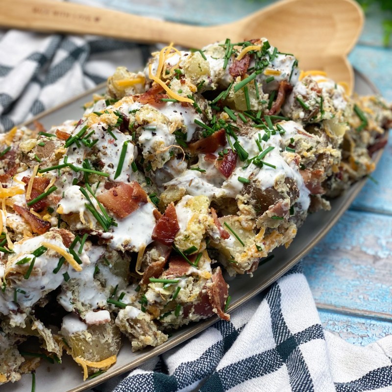 Cheddar Bacon Ranch Smashed Potatoes - Chef Allie's Kitchen