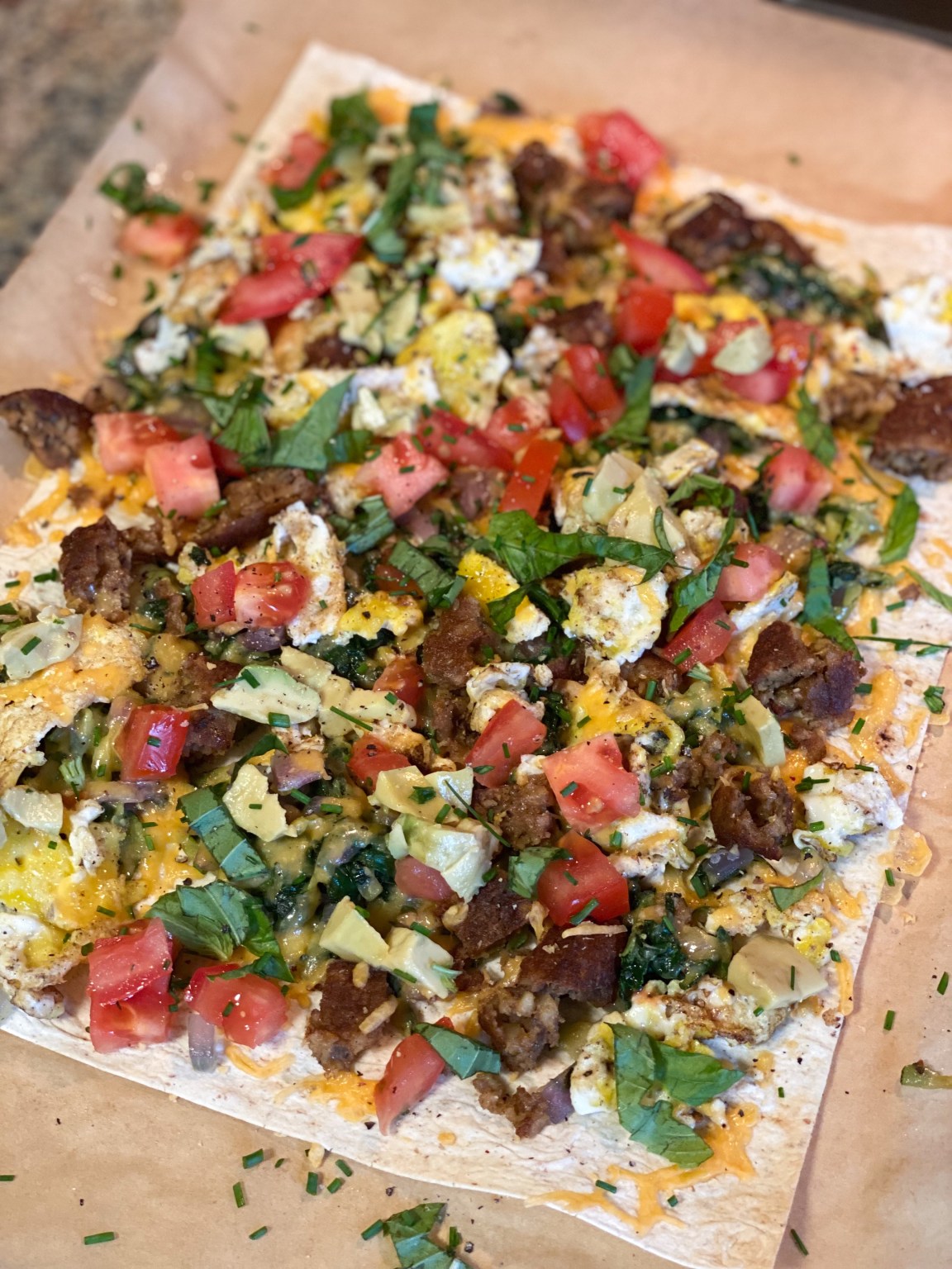 Southwest Veggie Breakfast Burrito Or Flatbread - Chef Allie's Kitchen