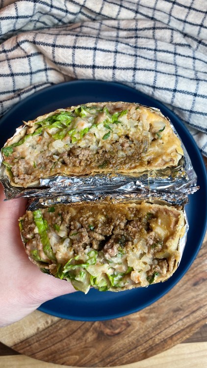 Beef, Bean & Cilantro Lime Cauliflower Rice Burritos - Chef Allie's Kitchen