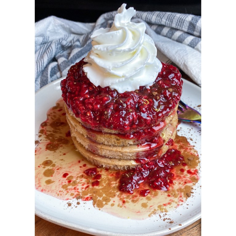Lemon Raspberry Protein Pancakes - Chef Allie's Kitchen