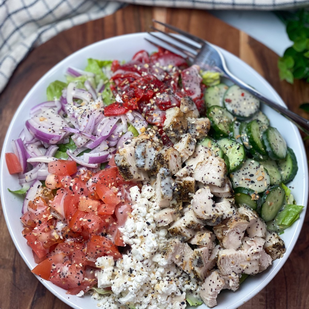 Greek Inspired Salad with Chicken - Chef Allie's Kitchen